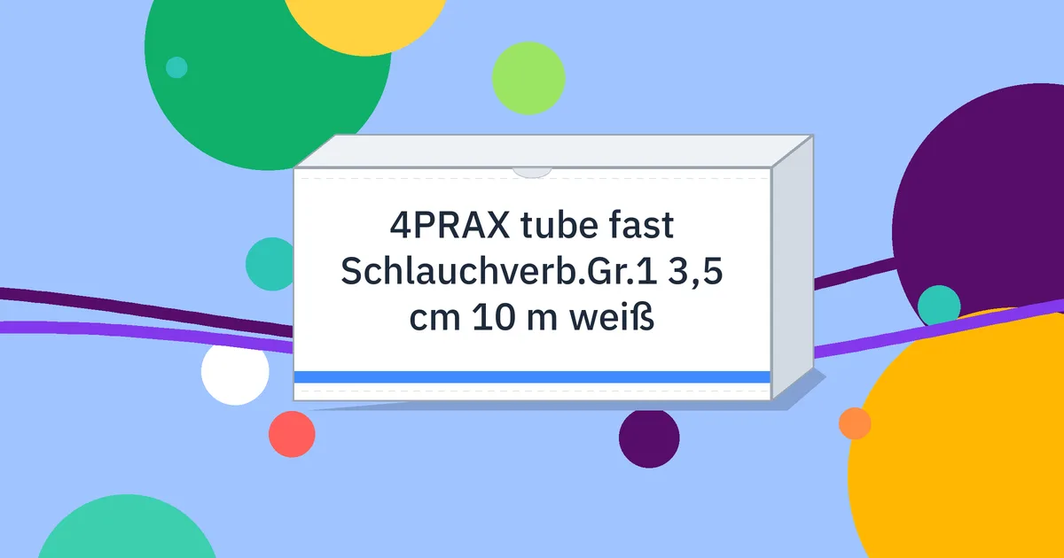 Symbolbild: Packung mit der Aufschrift 4PRAX tube fast Schlauchverb.Gr.1 3,5 cm 10 m weiß (PZN 20230831) – Verfügbarkeit und Bezug in Apotheken in Frankfurt am Main