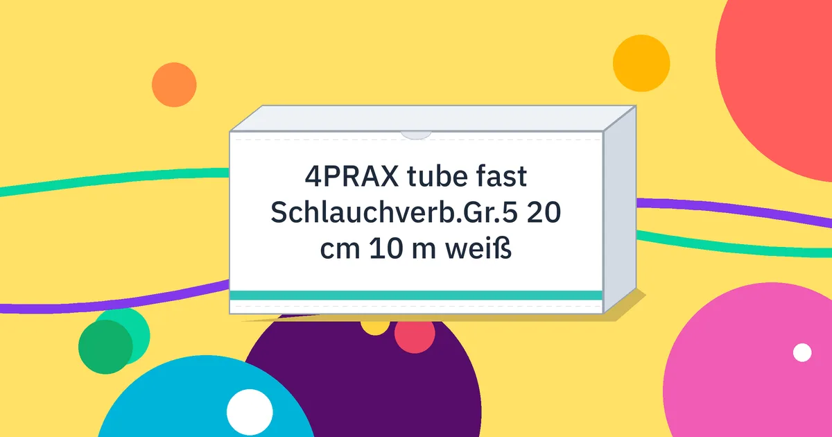 Symbolbild: Packung mit der Aufschrift 4PRAX tube fast Schlauchverb.Gr.5 20 cm 10 m weiß (PZN 20230877) – Verfügbarkeit und Bezug in Apotheken in Frankfurt am Main