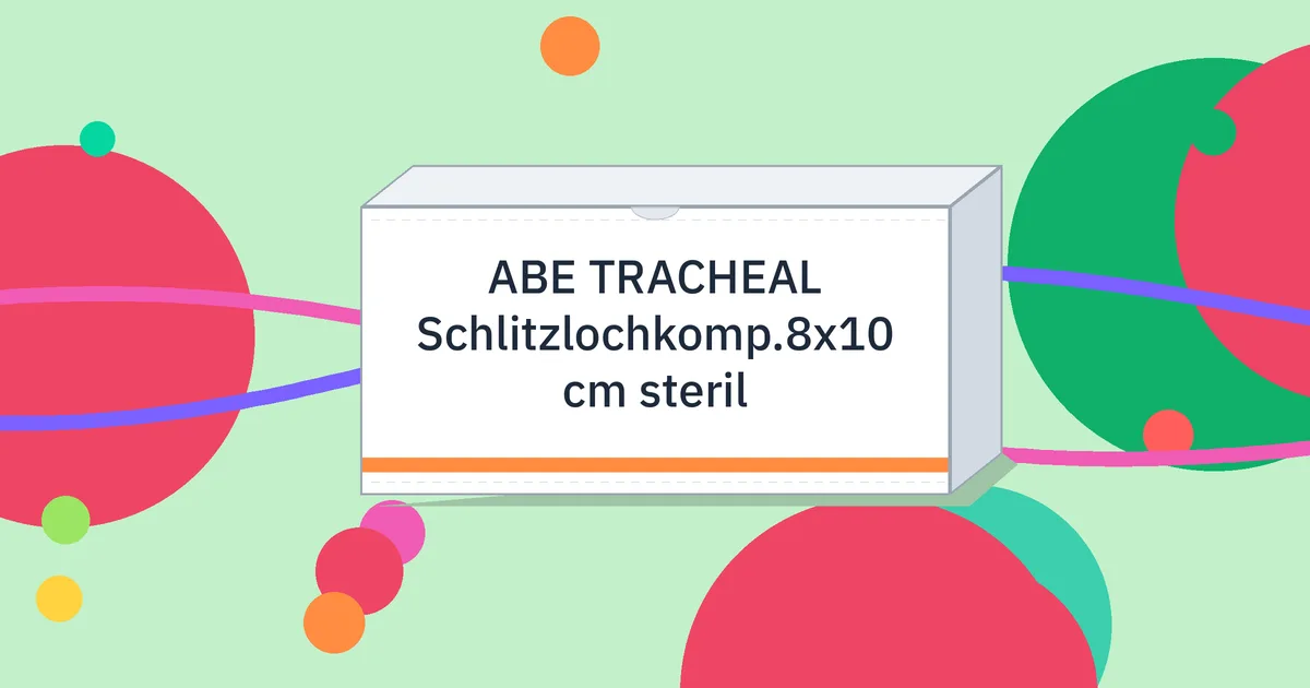 Symbolbild: Packung mit der Aufschrift ABE TRACHEAL Schlitzlochkomp.8x10 cm steril (PZN 14164018) – Verfügbarkeit und Bezug in Apotheken in Frankfurt am Main