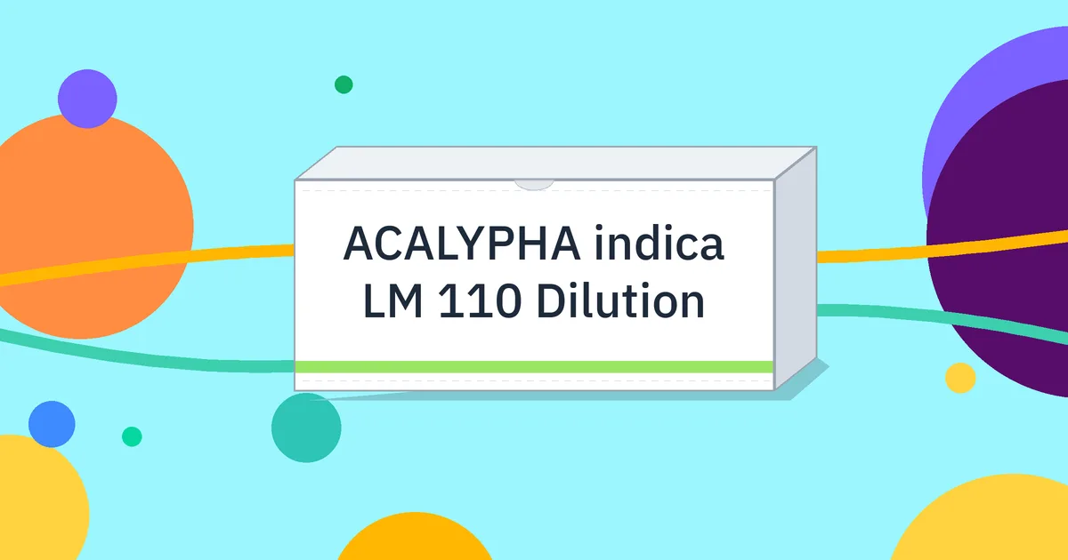 Symbolbild: Packung mit der Aufschrift ACALYPHA indica LM 110 Dilution (PZN 13262925) – Verfügbarkeit und Bezug in Apotheken in Frankfurt am Main
