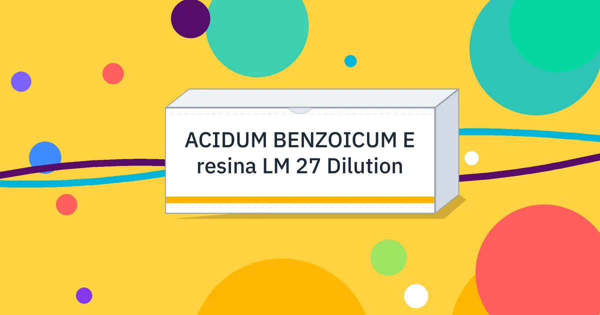 Symbolbild: Packung mit der Aufschrift ACIDUM BENZOICUM E resina LM 27 Dilution (PZN 16241792) – Verfügbarkeit und Bezug in Apotheken in Frankfurt am Main