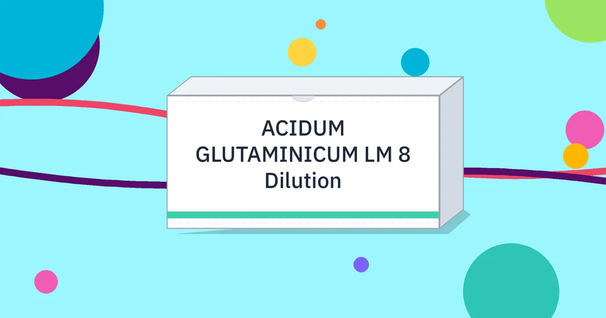 Symbolbild: Packung mit der Aufschrift ACIDUM GLUTAMINICUM LM 8 Dilution (PZN 13276413) – Verfügbarkeit und Bezug in Apotheken in Frankfurt am Main