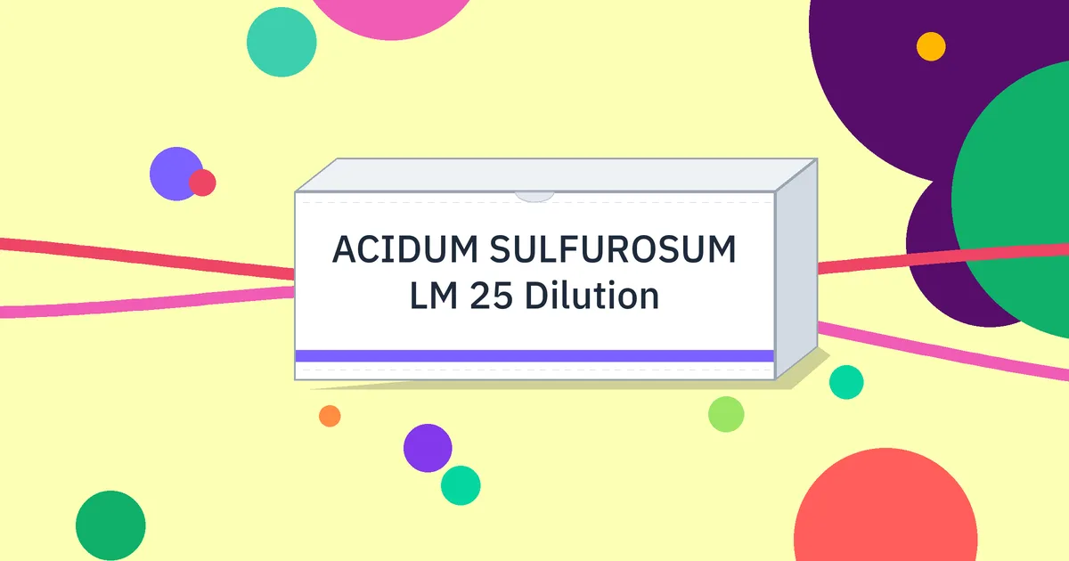 Symbolbild: Packung mit der Aufschrift ACIDUM SULFUROSUM LM 25 Dilution (PZN 13285091) – Verfügbarkeit und Bezug in Apotheken in Frankfurt am Main