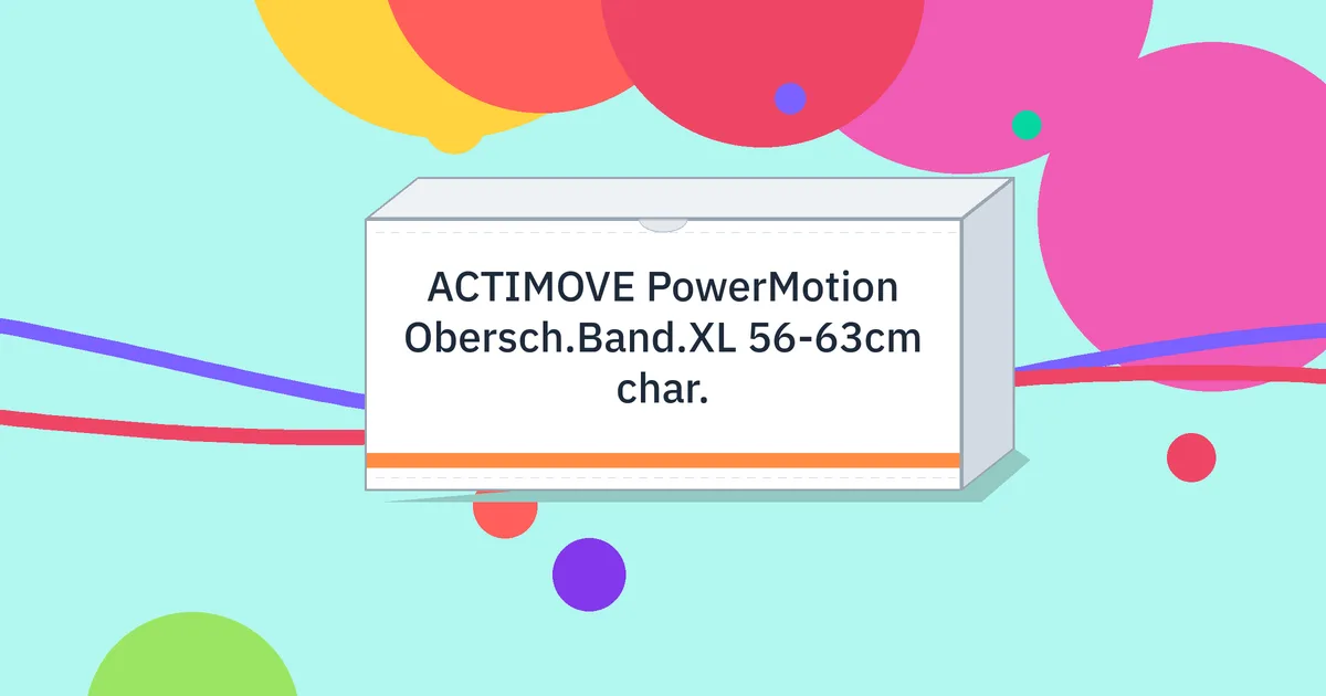 Symbolbild: Packung mit der Aufschrift ACTIMOVE PowerMotion Obersch.Band.XL 56-63cm char. (PZN 17948594) – Verfügbarkeit und Bezug in Apotheken in Frankfurt am Main