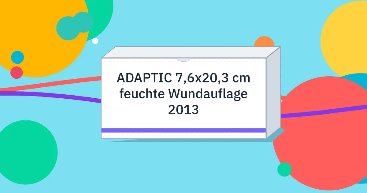 Symbolbild: Packung mit der Aufschrift ADAPTIC 7,6x20,3 cm feuchte Wundauflage 2013 (PZN 03486575) – Verfügbarkeit und Bezug in Apotheken in Frankfurt am Main