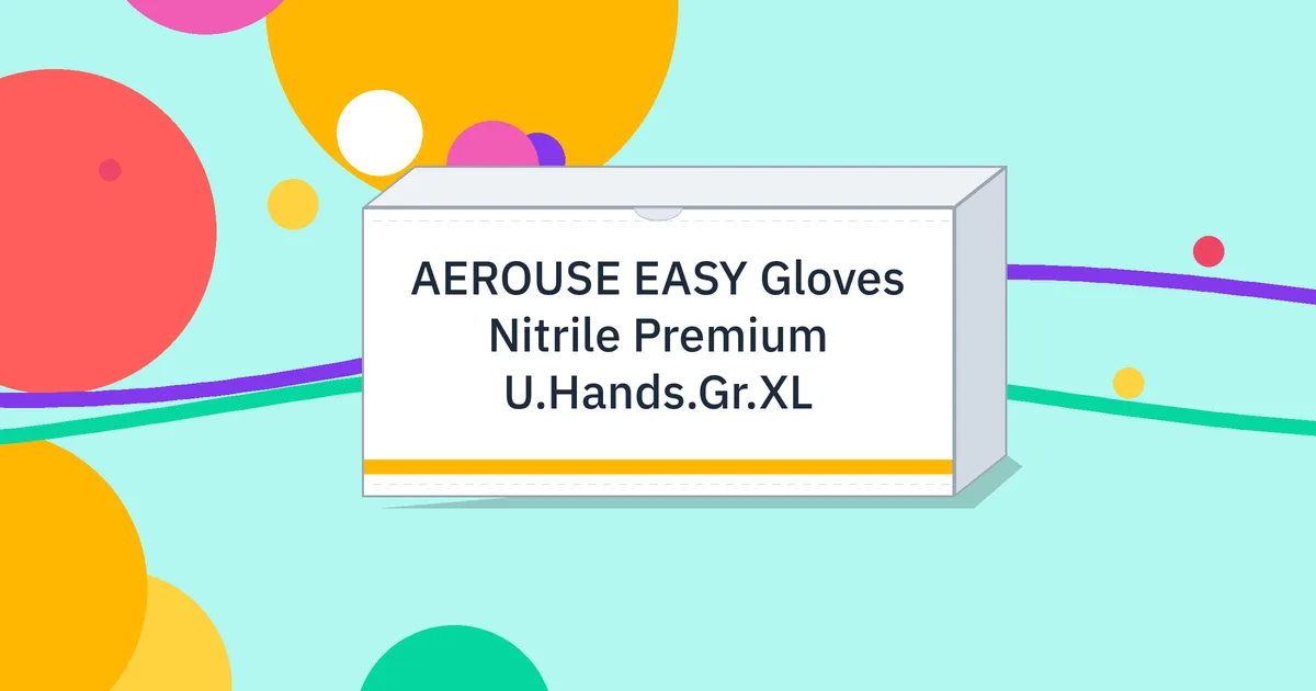 Symbolbild: Packung mit der Aufschrift AEROUSE EASY Gloves Nitrile Premium U.Hands.Gr.XL (PZN 11069839) – Verfügbarkeit und Bezug in Apotheken in Frankfurt am Main
