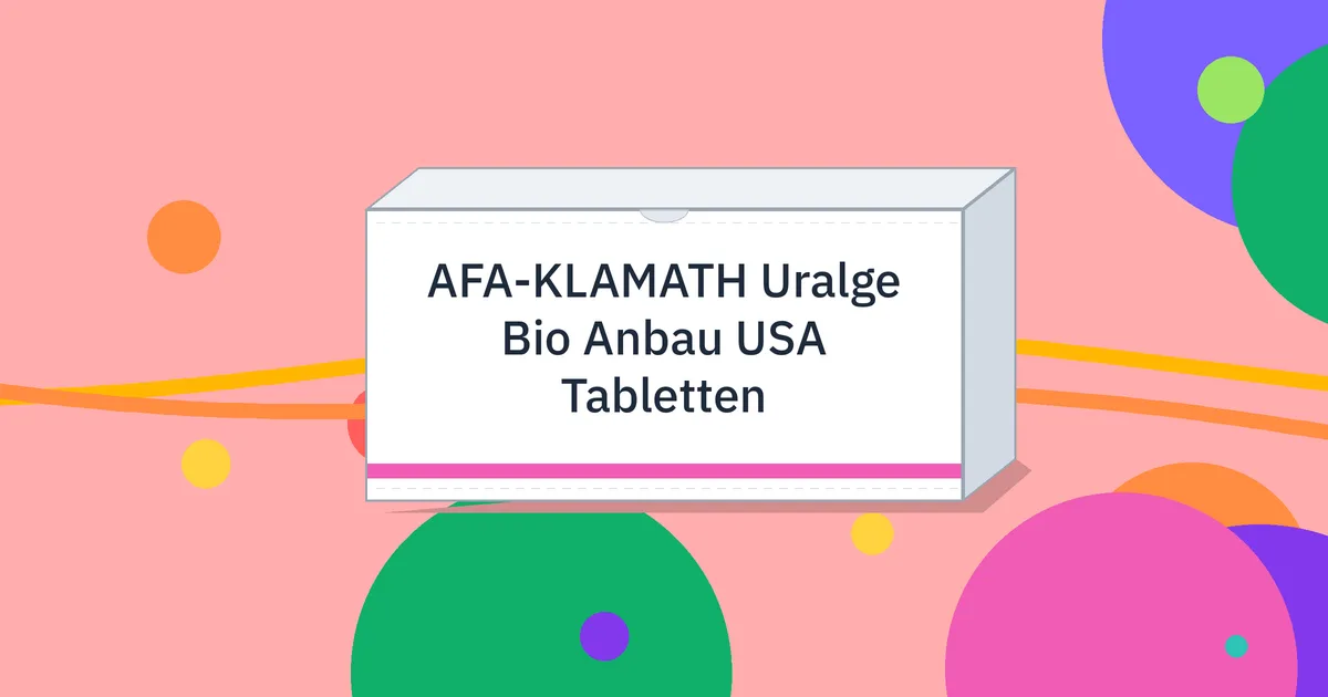 Symbolbild: Packung mit der Aufschrift AFA-KLAMATH Uralge Bio Anbau USA Tabletten (PZN 03082010) – Verfügbarkeit und Bezug in Apotheken in Frankfurt am Main