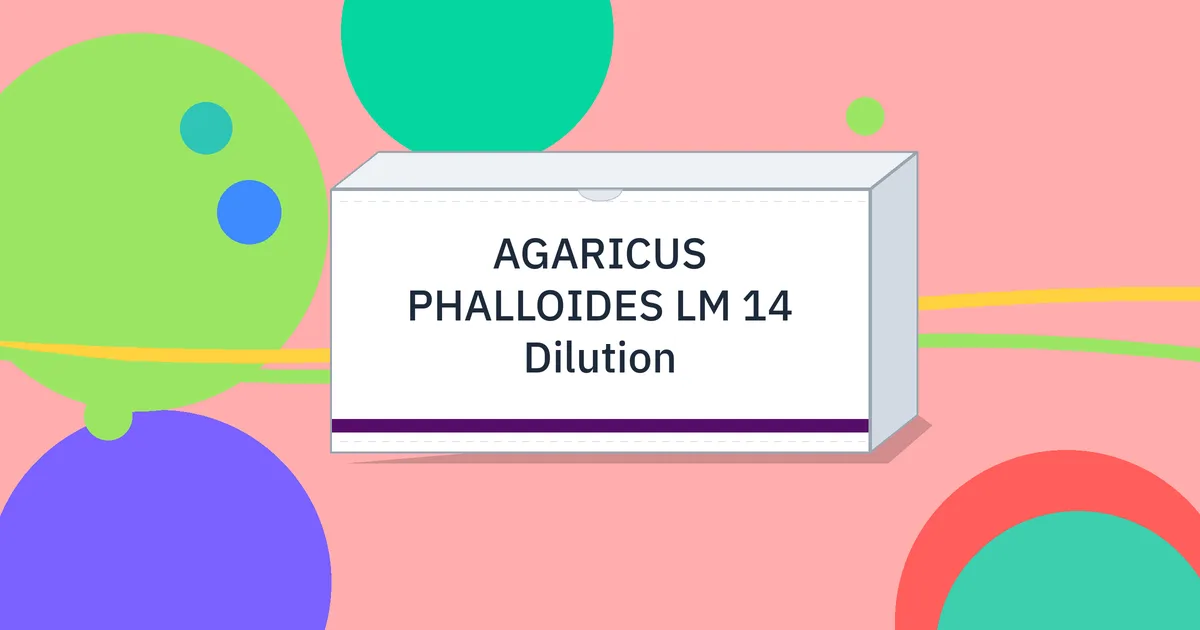Symbolbild: Packung mit der Aufschrift AGARICUS PHALLOIDES LM 14 Dilution (PZN 13304517) – Verfügbarkeit und Bezug in Apotheken in Frankfurt am Main