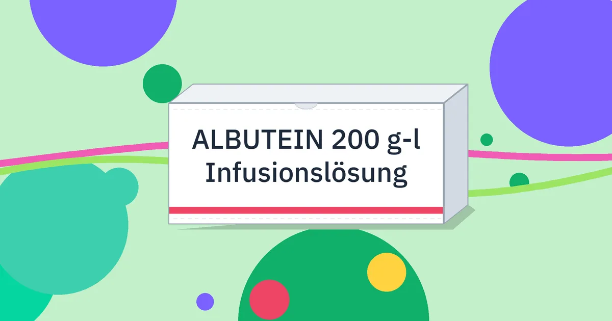 Symbolbild: Packung mit der Aufschrift ALBUTEIN 200 g-l Infusionslösung (PZN 10408498) – Verfügbarkeit und Bezug in Apotheken in Frankfurt am Main