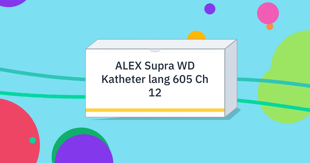 Symbolbild: Packung mit der Aufschrift ALEX Supra WD Katheter lang 605 Ch 12 (PZN 02494650) – Verfügbarkeit und Bezug in Apotheken in Frankfurt am Main