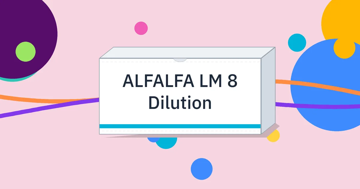 Symbolbild: Packung mit der Aufschrift ALFALFA LM 8 Dilution (PZN 13310096) – Verfügbarkeit und Bezug in Apotheken in Frankfurt am Main