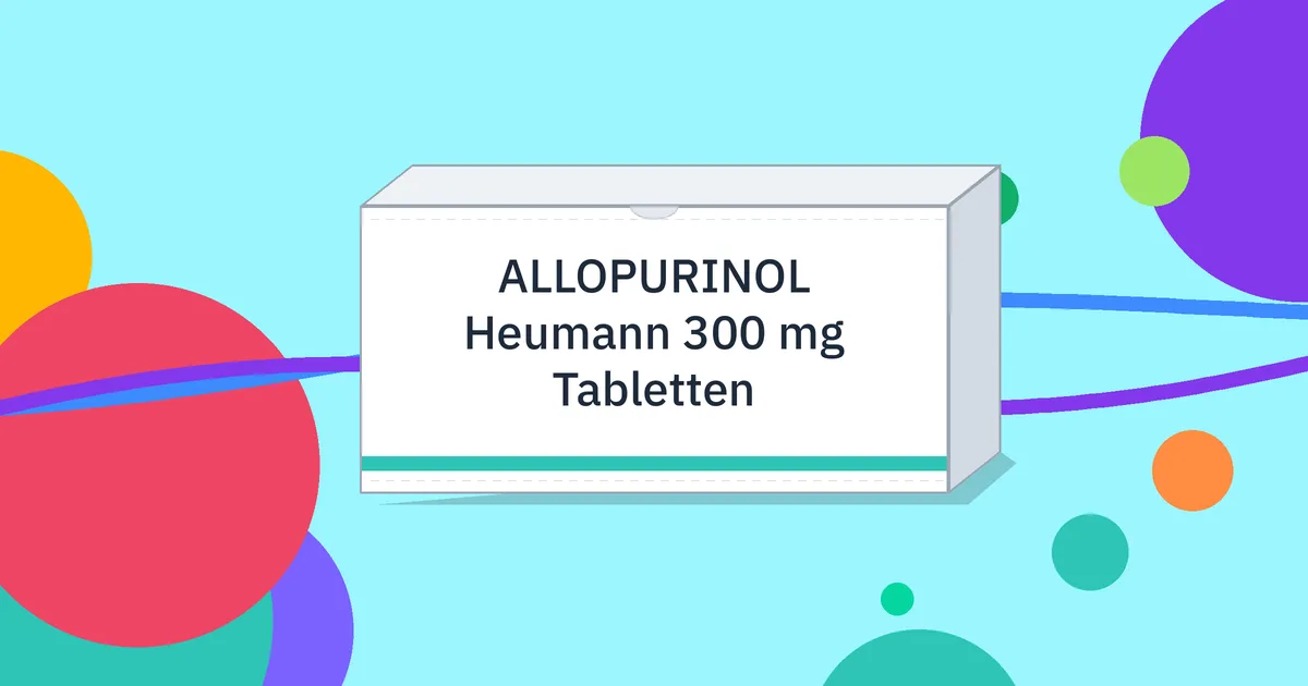 Symbolbild: Packung mit der Aufschrift ALLOPURINOL Heumann 300 mg Tabletten (PZN 19075176) – Verfügbarkeit und Bezug in Apotheken in Frankfurt am Main