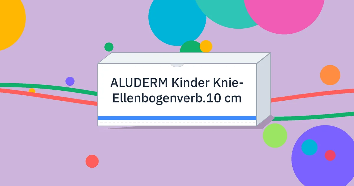 Symbolbild: Packung mit der Aufschrift ALUDERM Kinder Knie-Ellenbogenverb.10 cm (PZN 00118687) – Verfügbarkeit und Bezug in Apotheken in Frankfurt am Main
