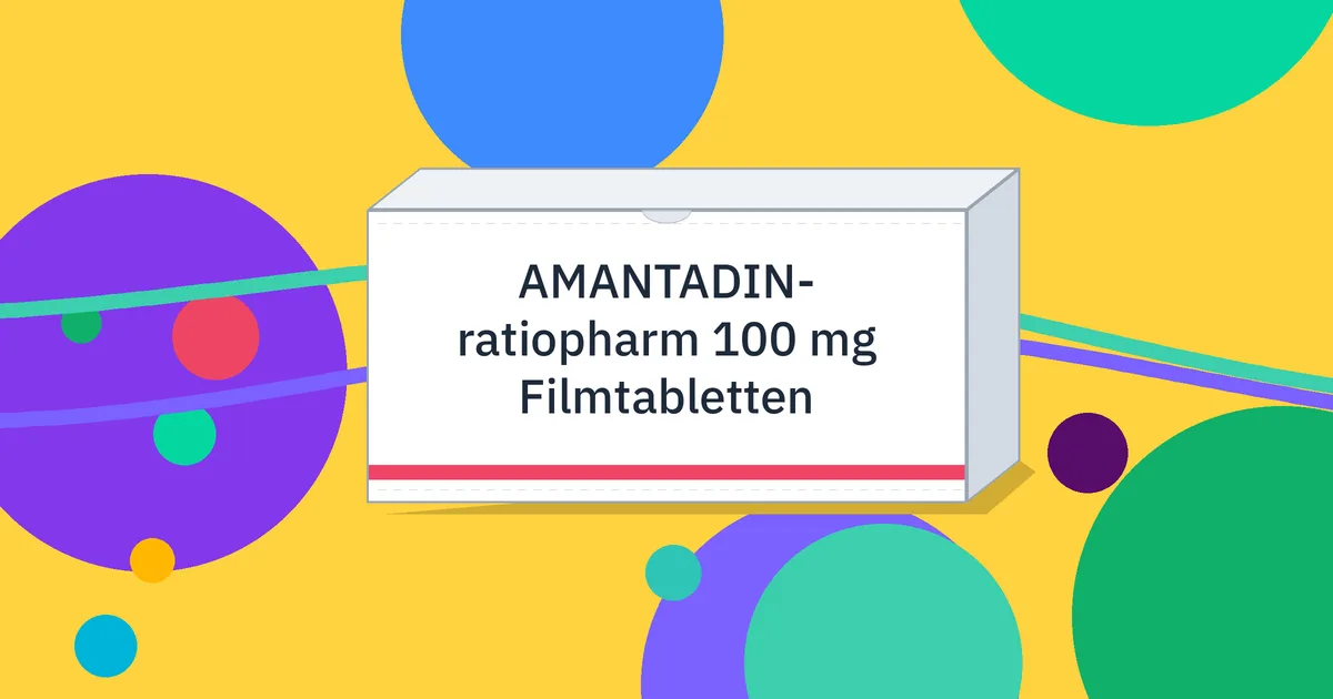 Symbolbild: Packung mit der Aufschrift AMANTADIN-ratiopharm 100 mg Filmtabletten (PZN 01585882) – Verfügbarkeit und Bezug in Apotheken in Frankfurt am Main