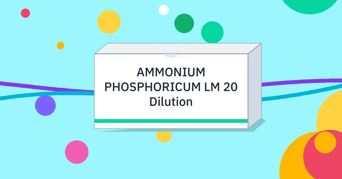 Symbolbild: Packung mit der Aufschrift AMMONIUM PHOSPHORICUM LM 20 Dilution (PZN 13322372) – Verfügbarkeit und Bezug in Apotheken in Frankfurt am Main