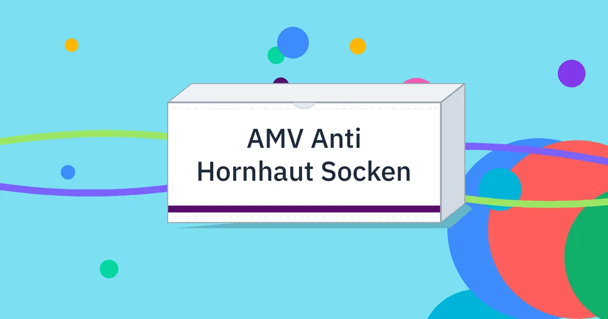 Symbolbild: Packung mit der Aufschrift AMV Anti Hornhaut Socken (PZN 05457968) – Verfügbarkeit und Bezug in Apotheken in Frankfurt am Main