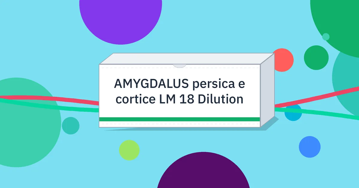 Symbolbild: Packung mit der Aufschrift AMYGDALUS persica e cortice LM 18 Dilution (PZN 13326105) – Verfügbarkeit und Bezug in Apotheken in Frankfurt am Main
