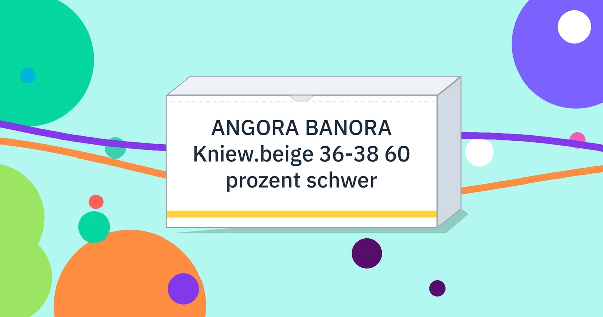 Symbolbild: Packung mit der Aufschrift ANGORA BANORA Kniew.beige 36-38 60 prozent schwer (PZN 03560277) – Verfügbarkeit und Bezug in Apotheken in Frankfurt am Main