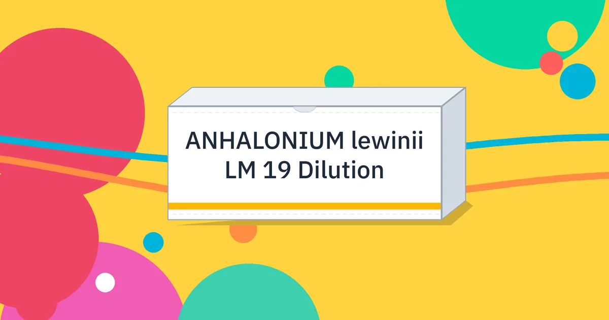 Symbolbild: Packung mit der Aufschrift ANHALONIUM lewinii LM 19 Dilution (PZN 13368977) – Verfügbarkeit und Bezug in Apotheken in Frankfurt am Main