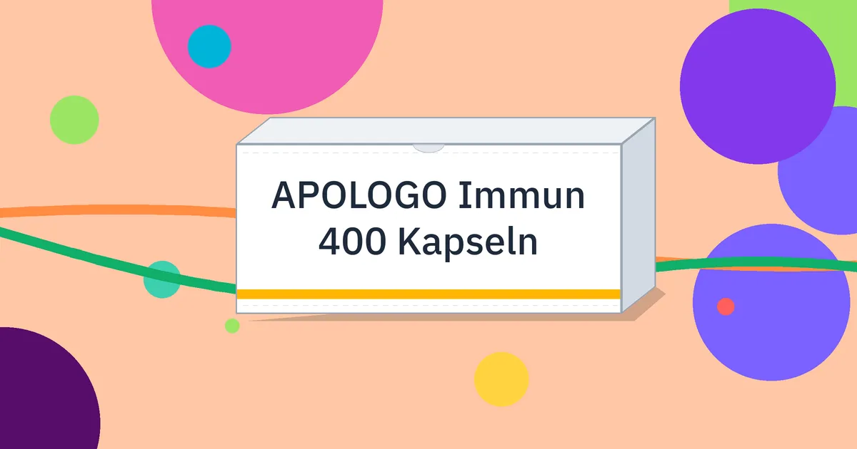 Symbolbild: Packung mit der Aufschrift APOLOGO Immun 400 Kapseln (PZN 12345164) – Verfügbarkeit und Bezug in Apotheken in Frankfurt am Main