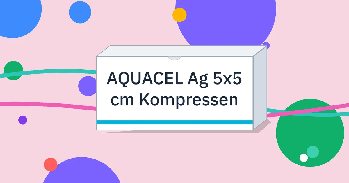 Symbolbild: Packung mit der Aufschrift AQUACEL Ag 5x5 cm Kompressen (PZN 16594881) – Verfügbarkeit und Bezug in Apotheken in Frankfurt am Main