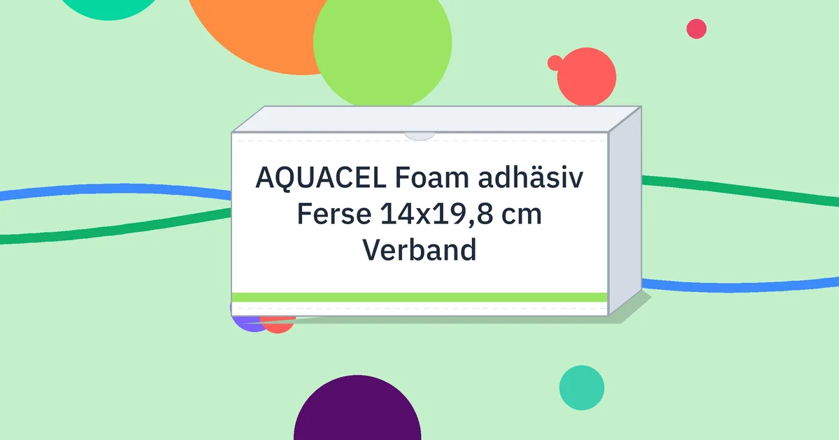 Symbolbild: Packung mit der Aufschrift AQUACEL Foam adhäsiv Ferse 14x19,8 cm Verband (PZN 18123720) – Verfügbarkeit und Bezug in Apotheken in Frankfurt am Main