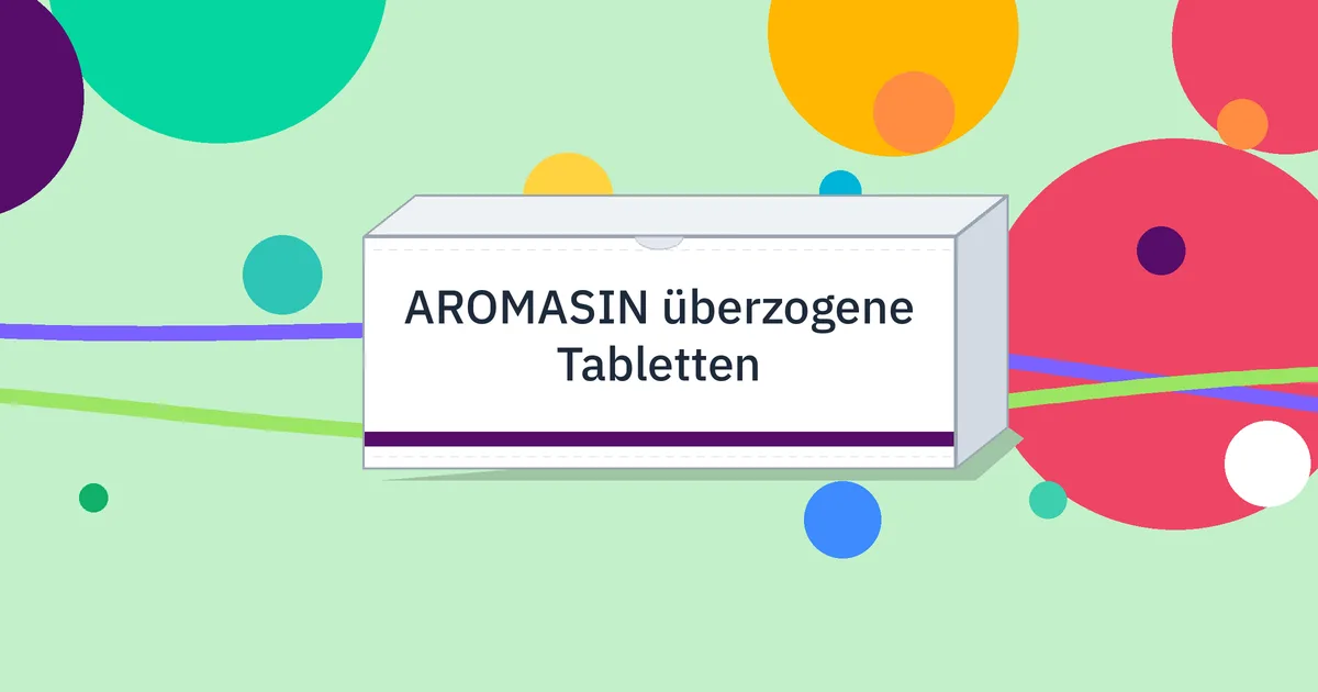 Symbolbild: Packung mit der Aufschrift AROMASIN überzogene Tabletten (PZN 00361689) – Verfügbarkeit und Bezug in Apotheken in Frankfurt am Main