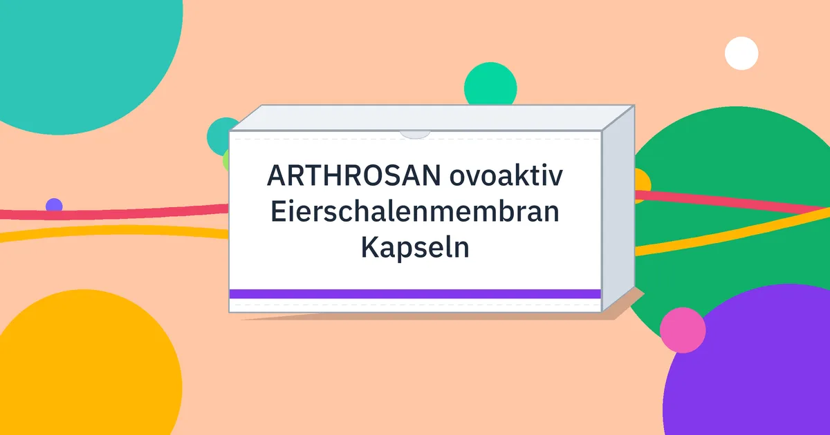 Symbolbild: Packung mit der Aufschrift ARTHROSAN ovoaktiv Eierschalenmembran Kapseln (PZN 15261769) – Verfügbarkeit und Bezug in Apotheken in Frankfurt am Main