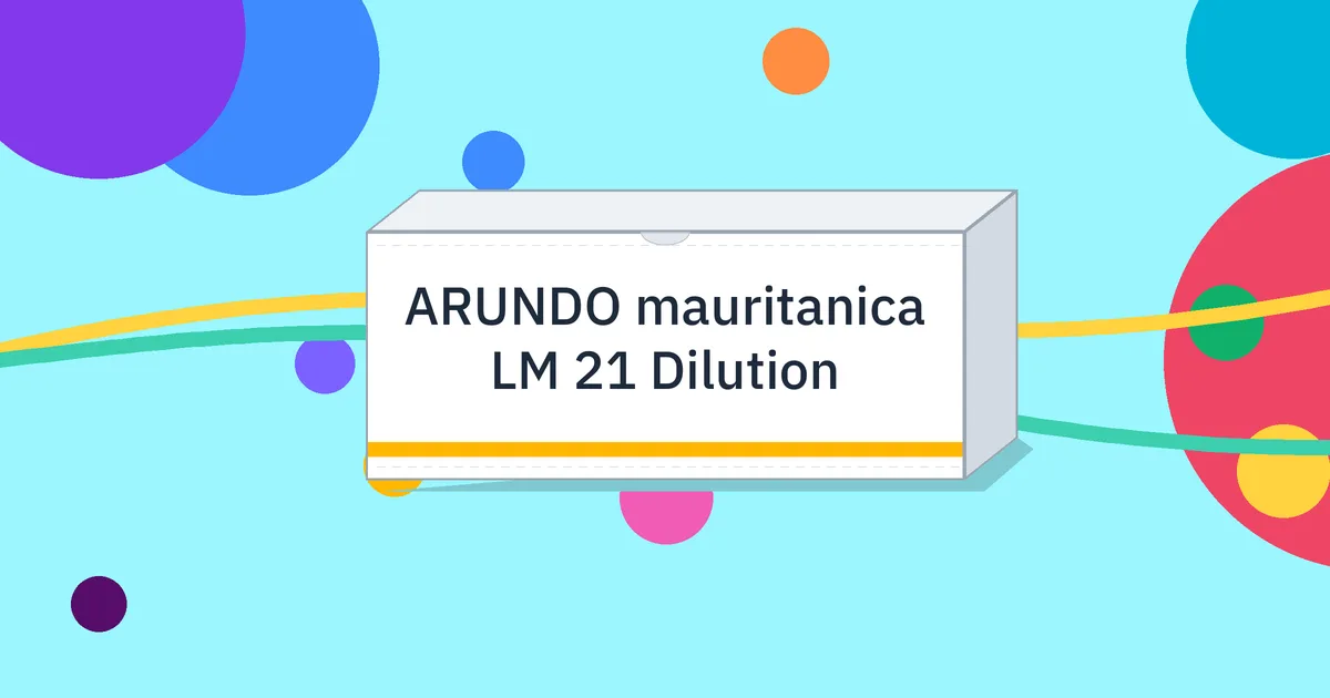 Symbolbild: Packung mit der Aufschrift ARUNDO mauritanica LM 21 Dilution (PZN 12781215) – Verfügbarkeit und Bezug in Apotheken in Frankfurt am Main