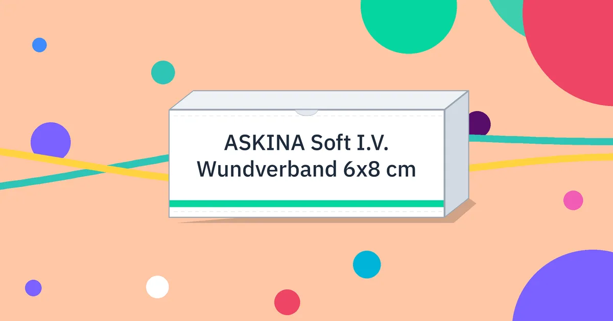 Symbolbild: Packung mit der Aufschrift ASKINA Soft I.V. Wundverband 6x8 cm (PZN 20179828) – Verfügbarkeit und Bezug in Apotheken in Frankfurt am Main