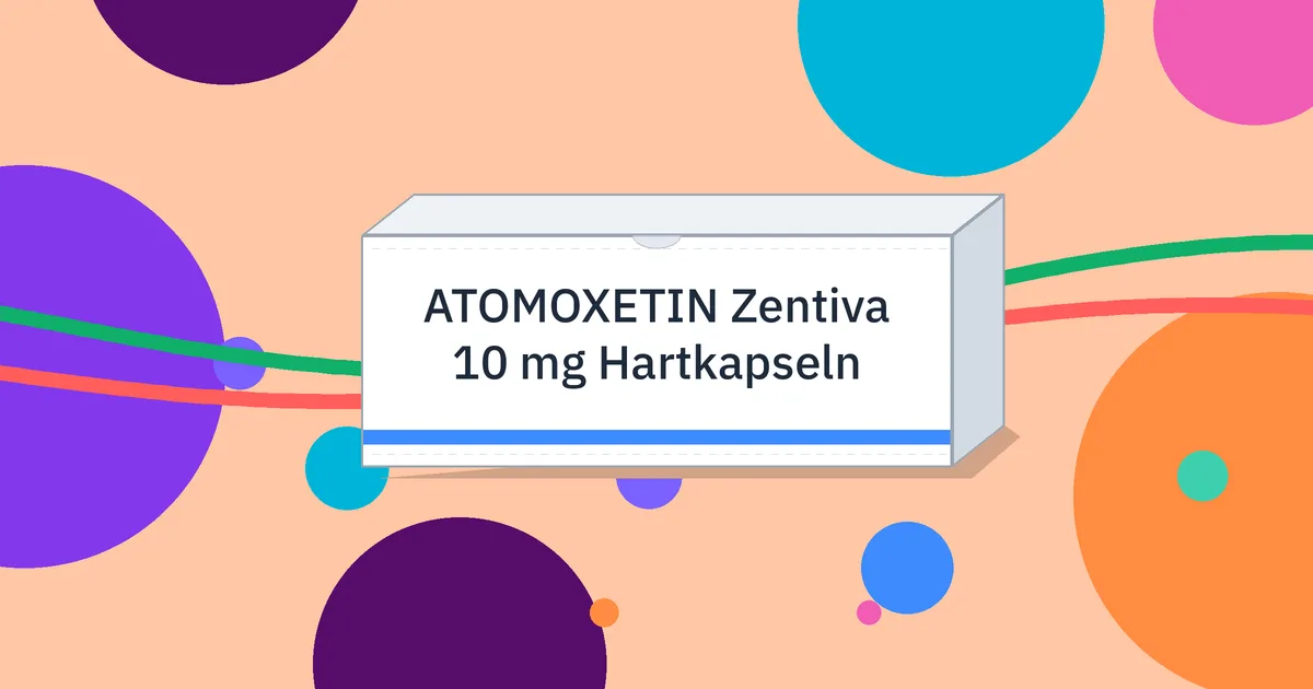 Symbolbild: Packung mit der Aufschrift ATOMOXETIN Zentiva 10 mg Hartkapseln (PZN 14313406) – Verfügbarkeit und Bezug in Apotheken in Frankfurt am Main