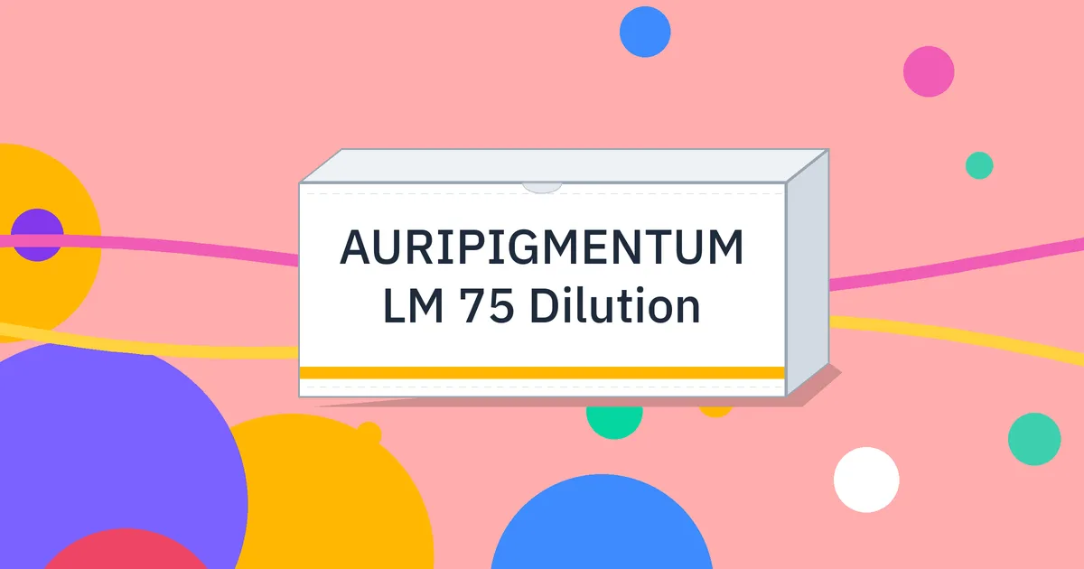 Symbolbild: Packung mit der Aufschrift AURIPIGMENTUM LM 75 Dilution (PZN 12783208) – Verfügbarkeit und Bezug in Apotheken in Frankfurt am Main