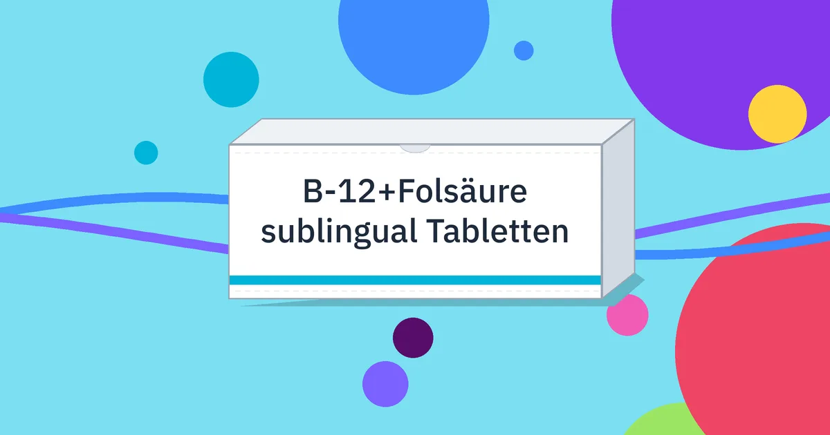 Symbolbild: Packung mit der Aufschrift B-12+Folsäure sublingual Tabletten (PZN 18070863) – Verfügbarkeit und Bezug in Apotheken in Frankfurt am Main