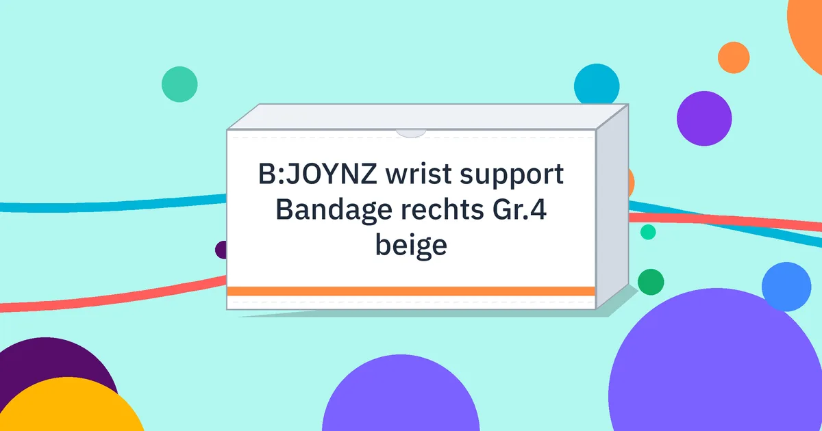 Symbolbild: Packung mit der Aufschrift B:JOYNZ wrist support Bandage rechts Gr.4 beige (PZN 20522663) – Verfügbarkeit und Bezug in Apotheken in Frankfurt am Main
