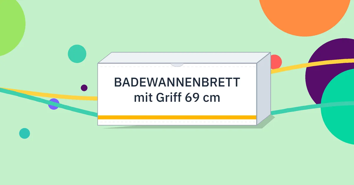 Symbolbild: Packung mit der Aufschrift BADEWANNENBRETT mit Griff 69 cm (PZN 01780046) – Verfügbarkeit und Bezug in Apotheken in Frankfurt am Main