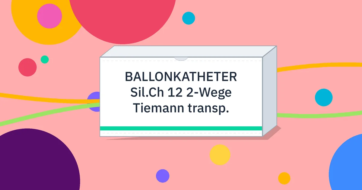 Symbolbild: Packung mit der Aufschrift BALLONKATHETER Sil.Ch 12 2-Wege Tiemann transp. (PZN 14350778) – Verfügbarkeit und Bezug in Apotheken in Frankfurt am Main