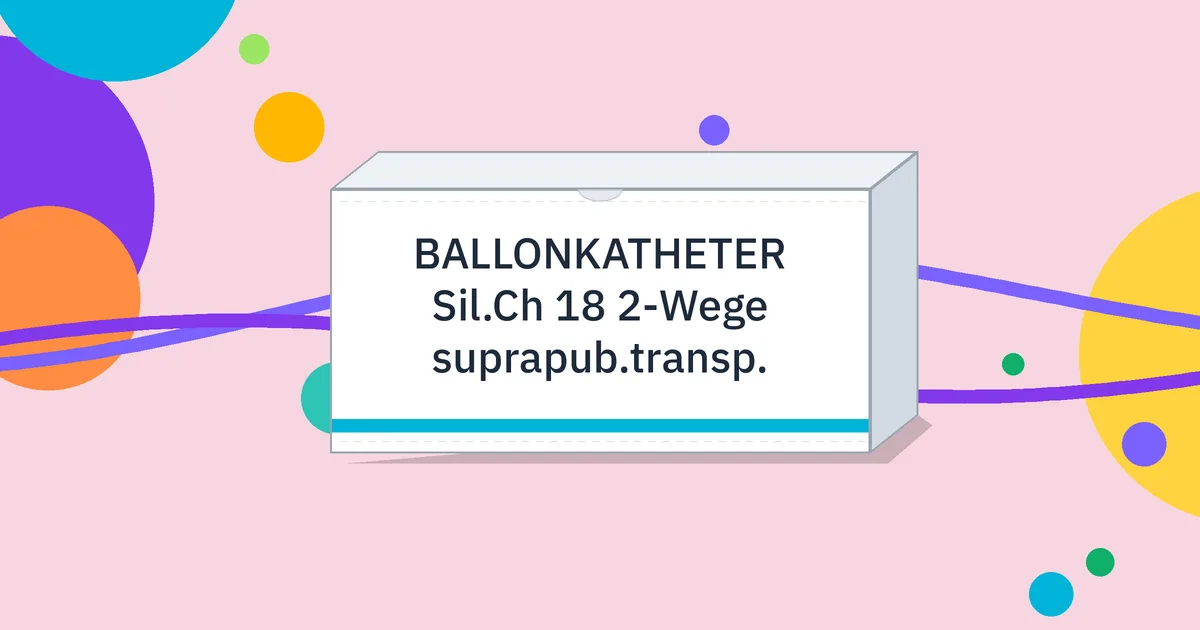 Symbolbild: Packung mit der Aufschrift BALLONKATHETER Sil.Ch 18 2-Wege suprapub.transp. (PZN 14350614) – Verfügbarkeit und Bezug in Apotheken in Frankfurt am Main