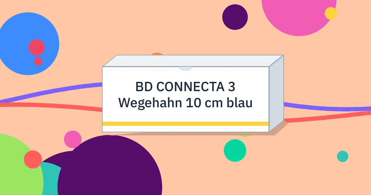 Symbolbild: Packung mit der Aufschrift BD CONNECTA 3 Wegehahn 10 cm blau (PZN 02064180) – Verfügbarkeit und Bezug in Apotheken in Frankfurt am Main