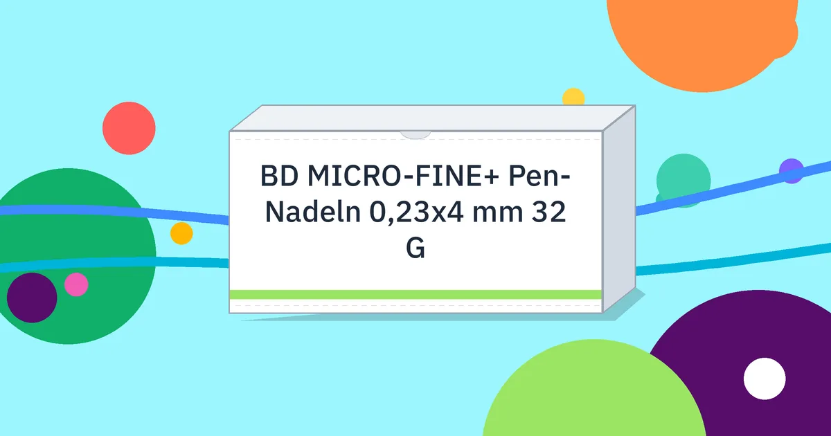 Symbolbild: Packung mit der Aufschrift BD MICRO-FINE+ Pen-Nadeln 0,23x4 mm 32 G (PZN 15248556) – Verfügbarkeit und Bezug in Apotheken in Frankfurt am Main