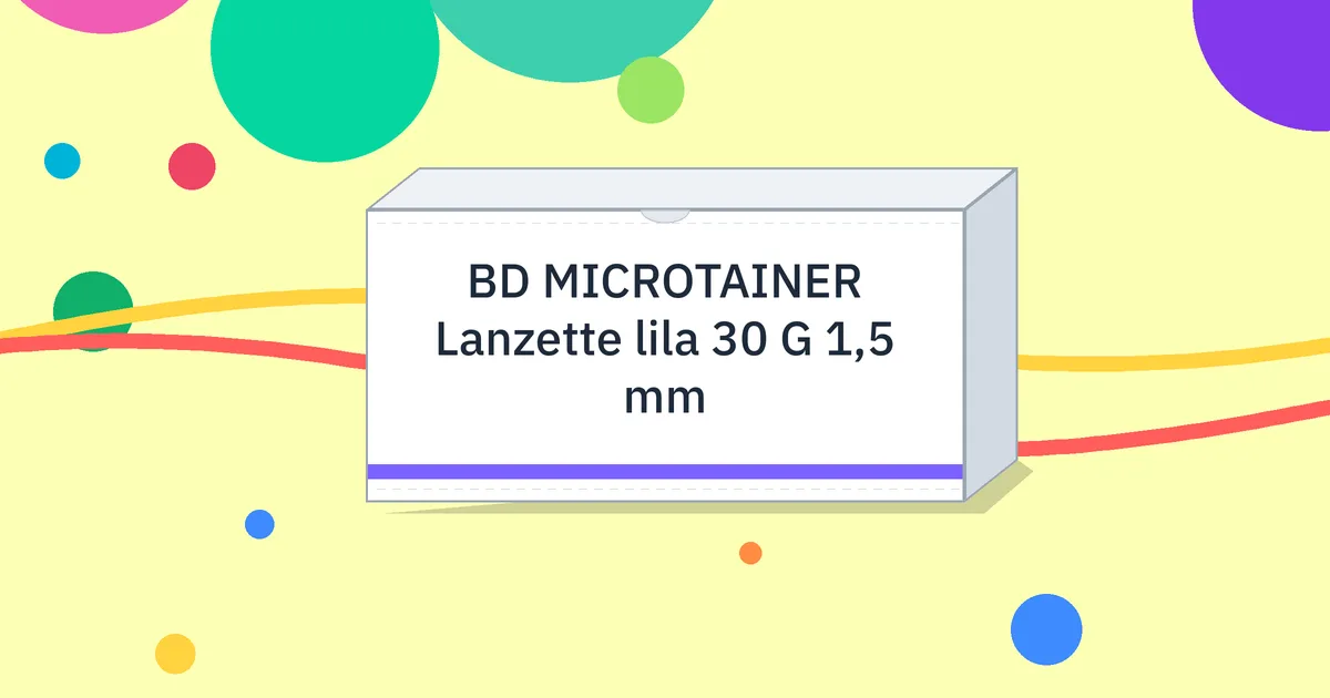 Symbolbild: Packung mit der Aufschrift BD MICROTAINER Lanzette lila 30 G 1,5 mm (PZN 18321756) – Verfügbarkeit und Bezug in Apotheken in Frankfurt am Main