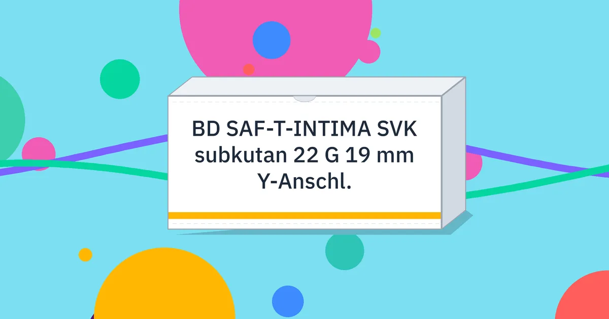 Symbolbild: Packung mit der Aufschrift BD SAF-T-INTIMA SVK subkutan 22 G 19 mm Y-Anschl. (PZN 17304431) – Verfügbarkeit und Bezug in Apotheken in Frankfurt am Main