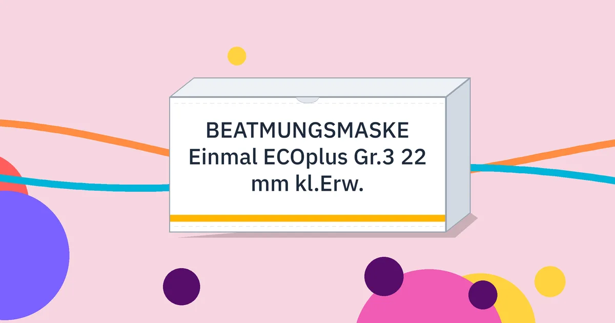 Symbolbild: Packung mit der Aufschrift BEATMUNGSMASKE Einmal ECOplus Gr.3 22 mm kl.Erw. (PZN 10066431) – Verfügbarkeit und Bezug in Apotheken in Frankfurt am Main