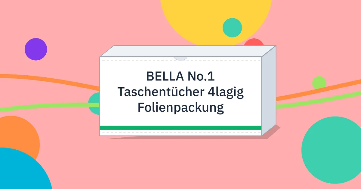 Symbolbild: Packung mit der Aufschrift BELLA No.1 Taschentücher 4lagig Folienpackung (PZN 17368767) – Verfügbarkeit und Bezug in Apotheken in Frankfurt am Main
