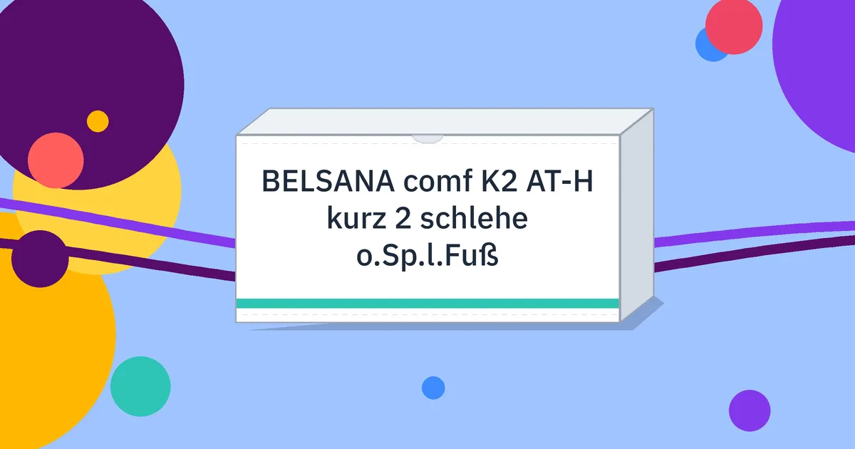 Symbolbild: Packung mit der Aufschrift BELSANA comf K2 AT-H kurz 2 schlehe o.Sp.l.Fuß (PZN 12328823) – Verfügbarkeit und Bezug in Apotheken in Frankfurt am Main