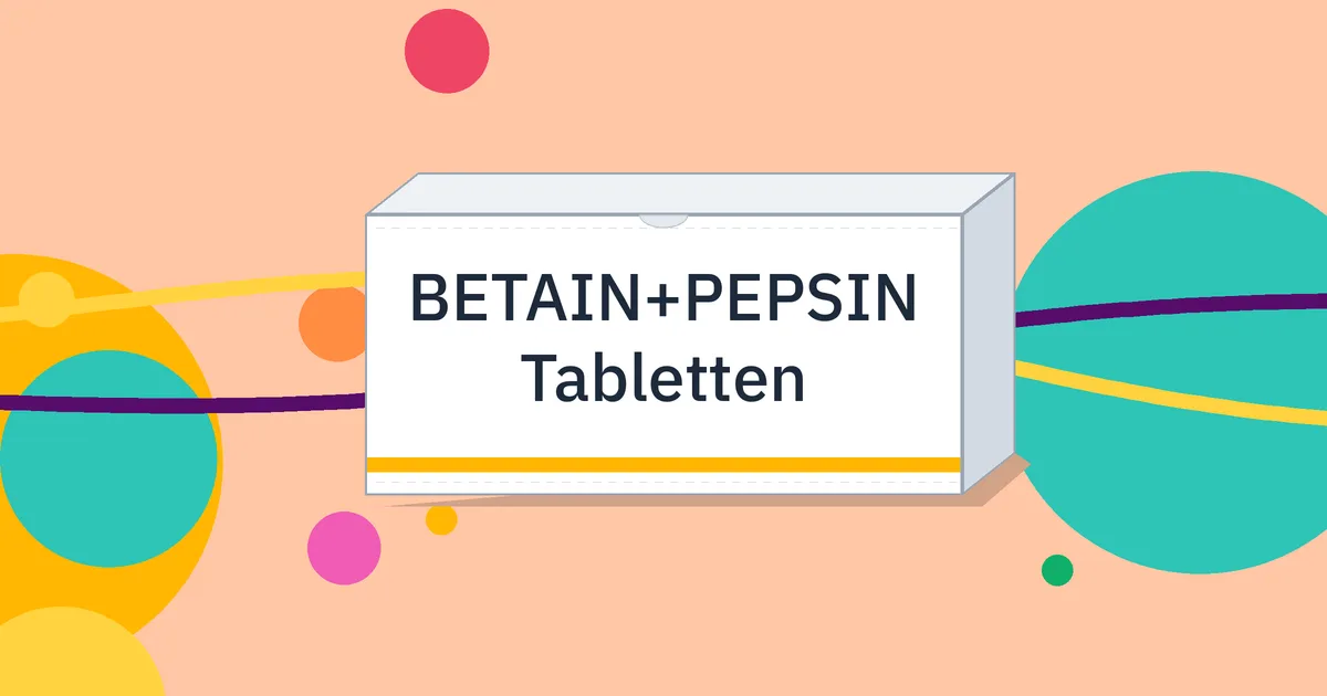 Symbolbild: Packung mit der Aufschrift BETAIN+PEPSIN Tabletten (PZN 18064101) – Verfügbarkeit und Bezug in Apotheken in Frankfurt am Main