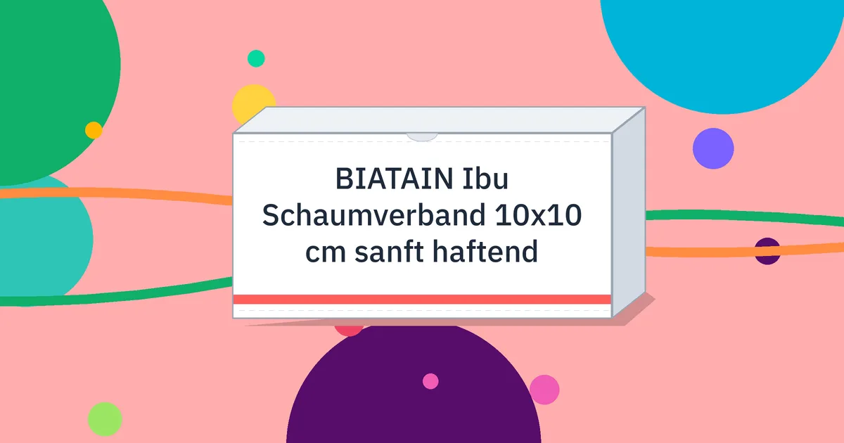 Symbolbild: Packung mit der Aufschrift BIATAIN Ibu Schaumverband 10x10 cm sanft haftend (PZN 18123140) – Verfügbarkeit und Bezug in Apotheken in Frankfurt am Main