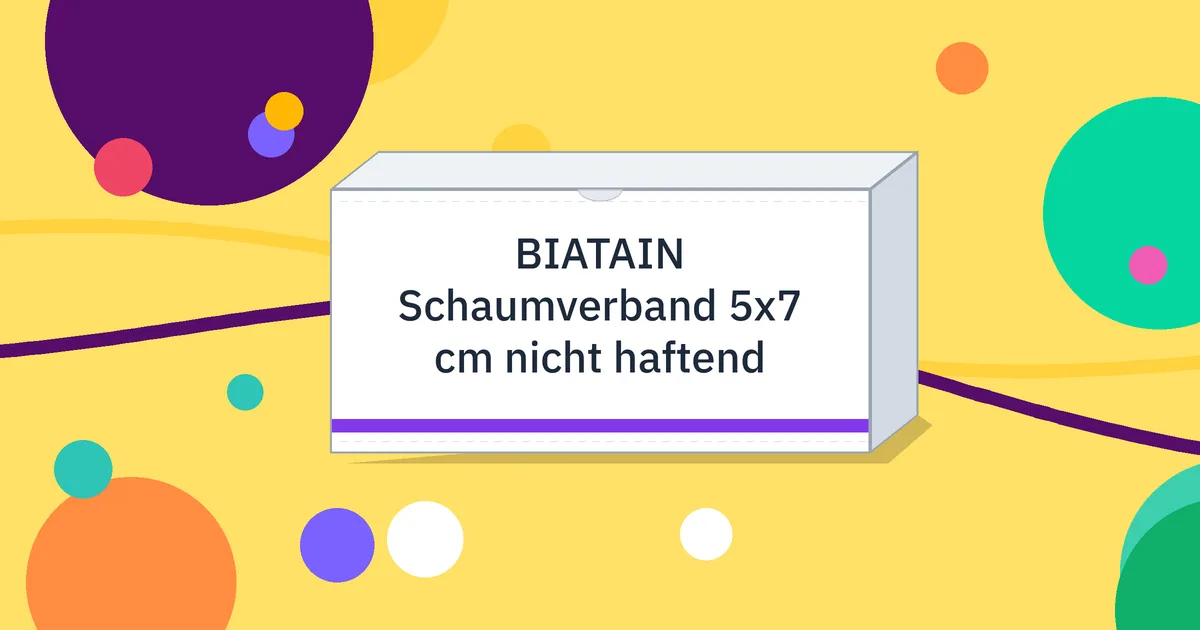 Symbolbild: Packung mit der Aufschrift BIATAIN Schaumverband 5x7 cm nicht haftend (PZN 14278638) – Verfügbarkeit und Bezug in Apotheken in Frankfurt am Main