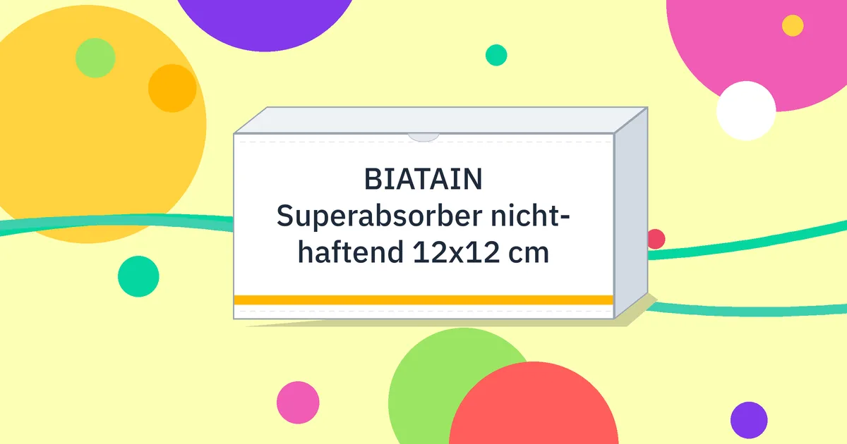 Symbolbild: Packung mit der Aufschrift BIATAIN Superabsorber nicht-haftend 12x12 cm (PZN 20306652) – Verfügbarkeit und Bezug in Apotheken in Frankfurt am Main