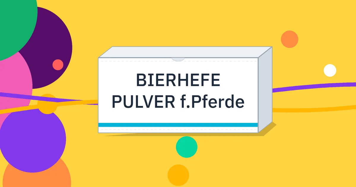 Symbolbild: Packung mit der Aufschrift BIERHEFE PULVER f.Pferde (PZN 12893807) – Verfügbarkeit und Bezug in Apotheken in Frankfurt am Main