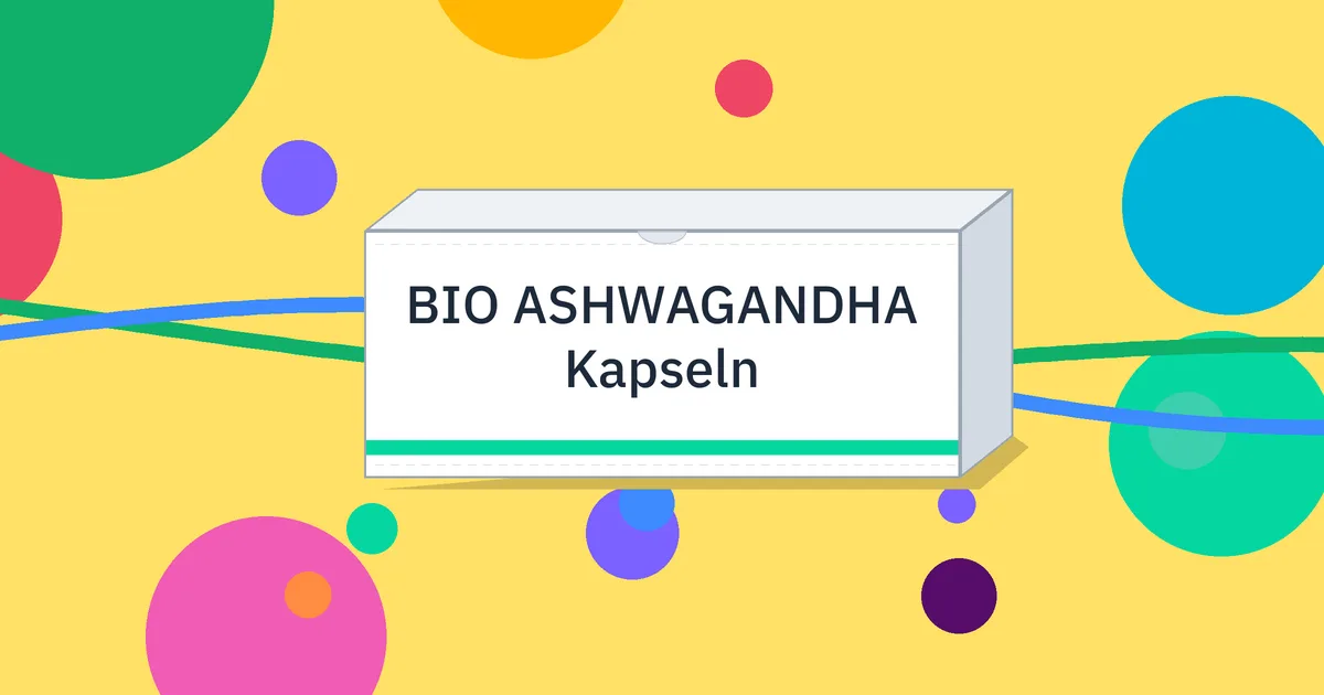 Symbolbild: Packung mit der Aufschrift BIO ASHWAGANDHA Kapseln (PZN 13354432) – Verfügbarkeit und Bezug in Apotheken in Frankfurt am Main